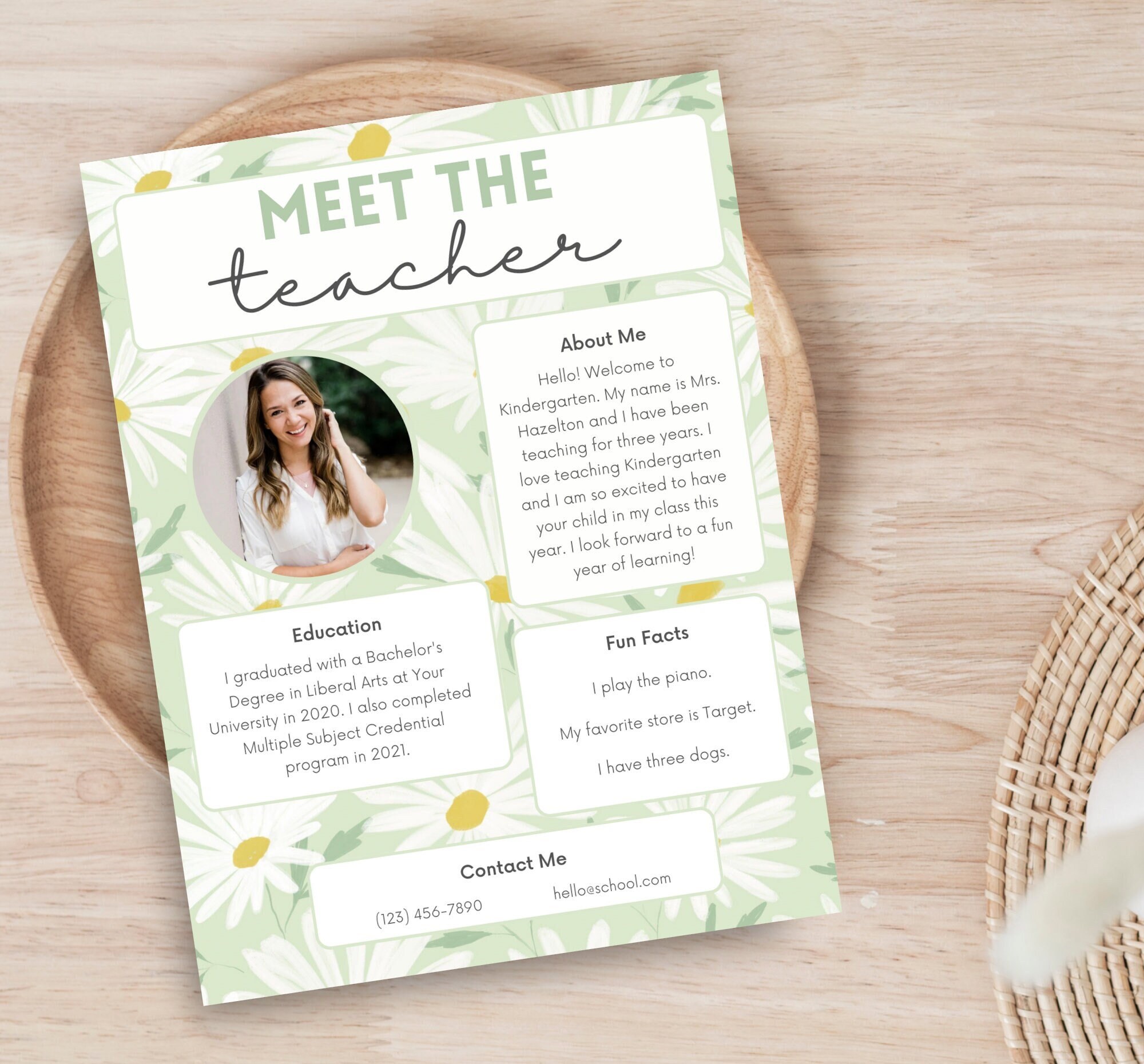 Meet the Teacher Introduction Letter Meet the Student Teacher Form ...