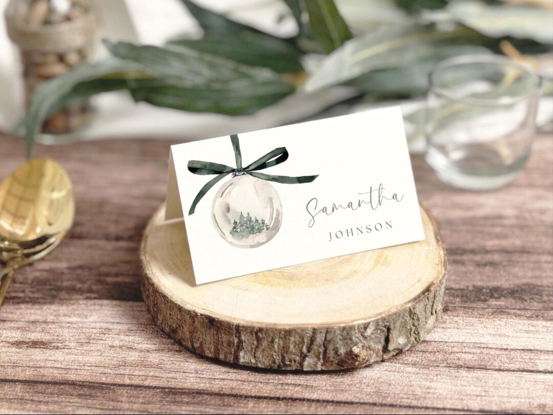 Christmas Place Cards, Editable Holiday Name Cards Printable A119, A137 ...