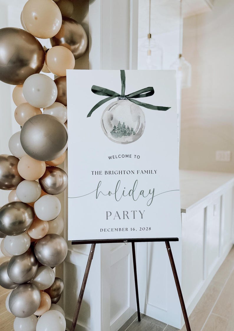 Holiday Party Welcome Sign Template, Editable Christmas Welcome Sign ...