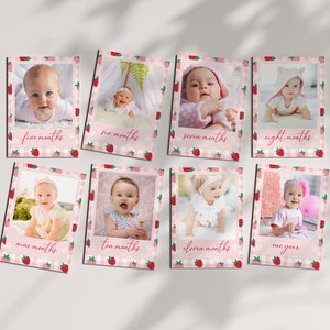 Berry First Birthday Banner, Milestone Cards With Photos, Strawberry ...