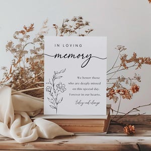 Memory Table Sign, in Loving Memory Wedding Sign, Bridal Shower Sign ...