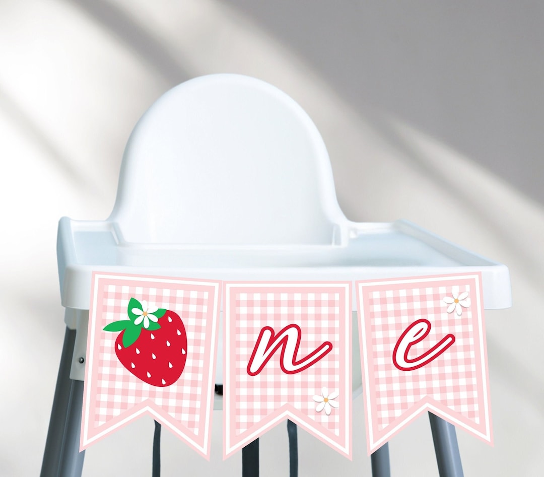 Berry First Birthday High Chair Banner, Printable Girl 1st Birthday ...