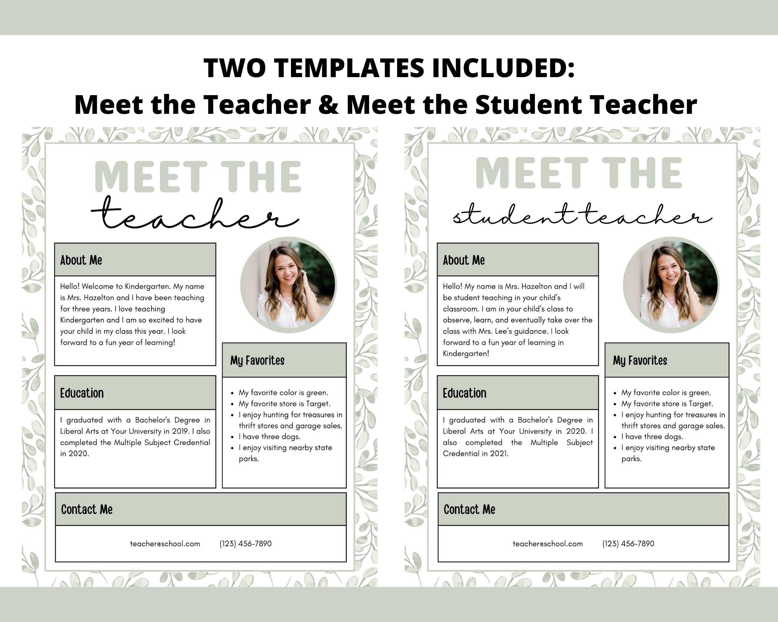Meet the Teacher, Meet the Student Teacher, Floral Classroom Printables ...