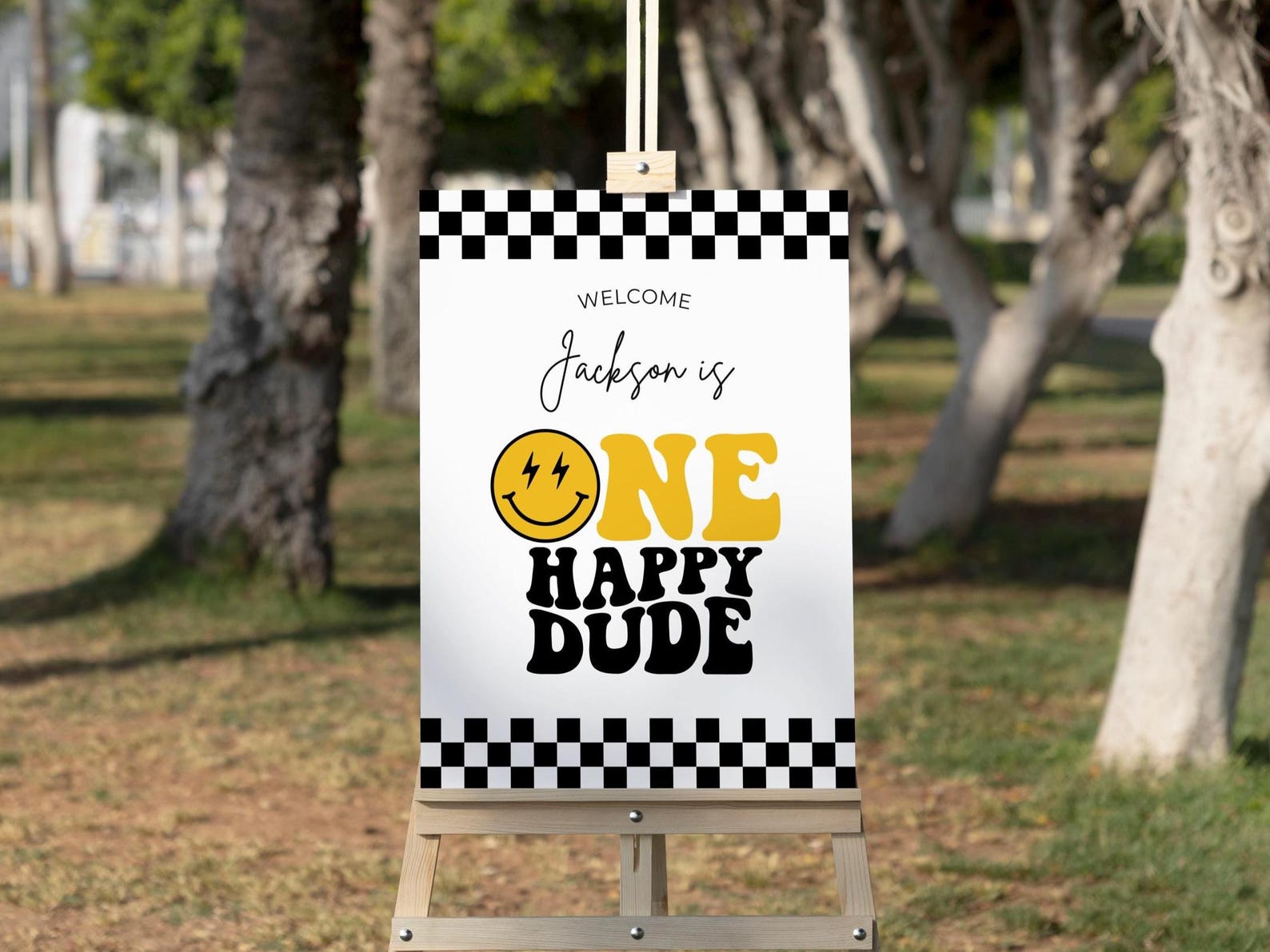 One Happy Dude Welcome Sign, Editable 1st Birthday Boy Welcome Sign ...