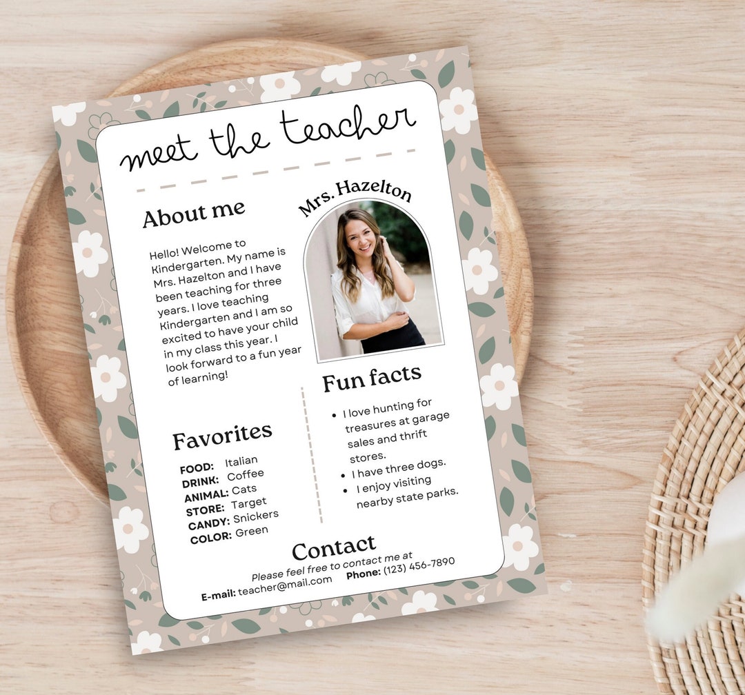 Meet the Teacher Template, Meet the Student Teacher, Floral Classroom ...