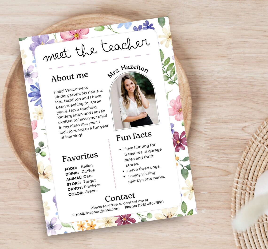 Meet the Teacher, Meet the Student Teacher, Floral Classroom Printables ...