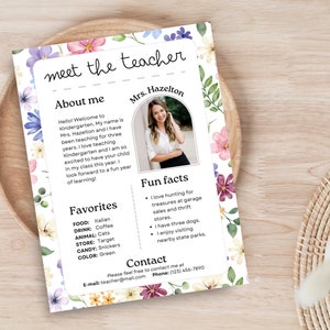 Meet the Teacher, Meet the Student Teacher, Floral Classroom Printables ...
