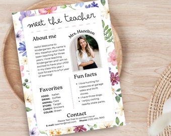 Meet the Teacher, Meet the Student Teacher, Floral Classroom Printables ...