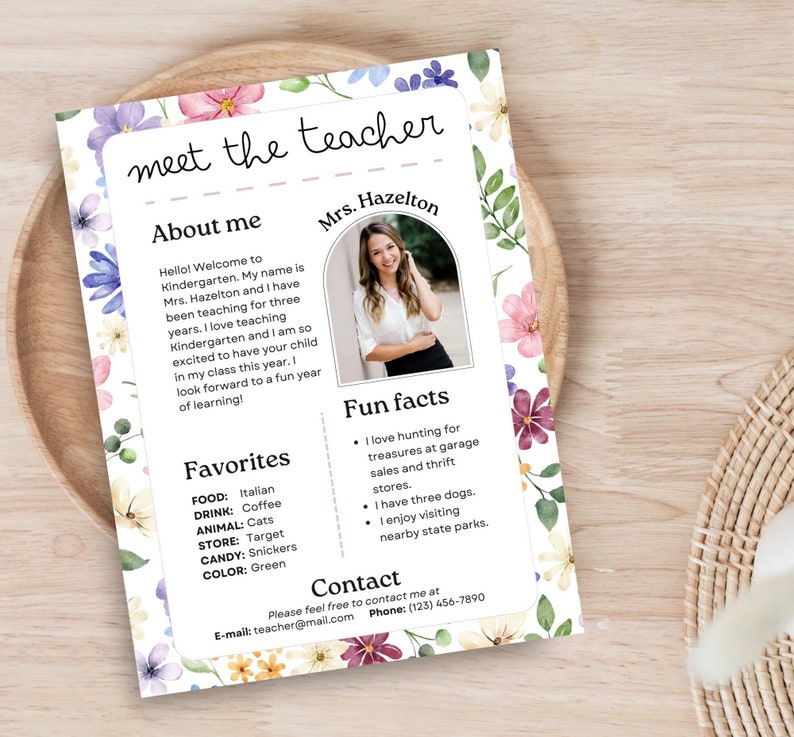Meet the Teacher, Meet the Student Teacher, Floral Classroom Printables ...