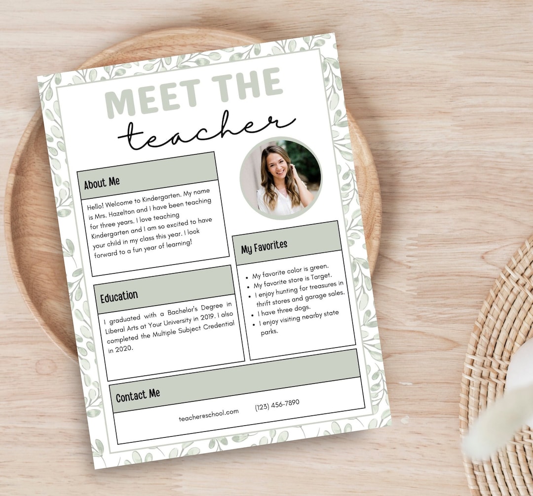 Meet the Teacher, Meet the Student Teacher, Floral Classroom Printables ...