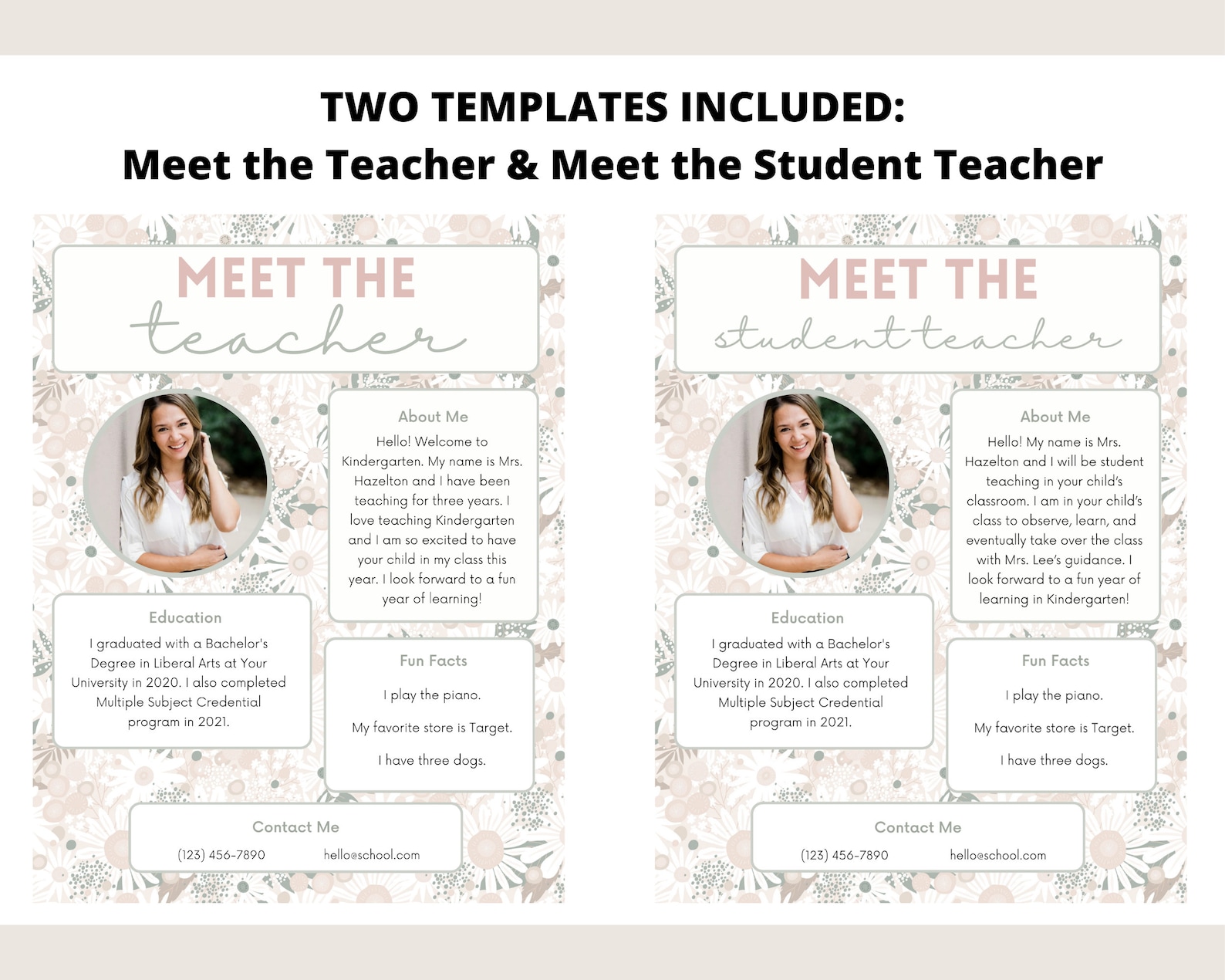 Meet the Teacher, Meet the Student Teacher, Floral Classroom Printables ...