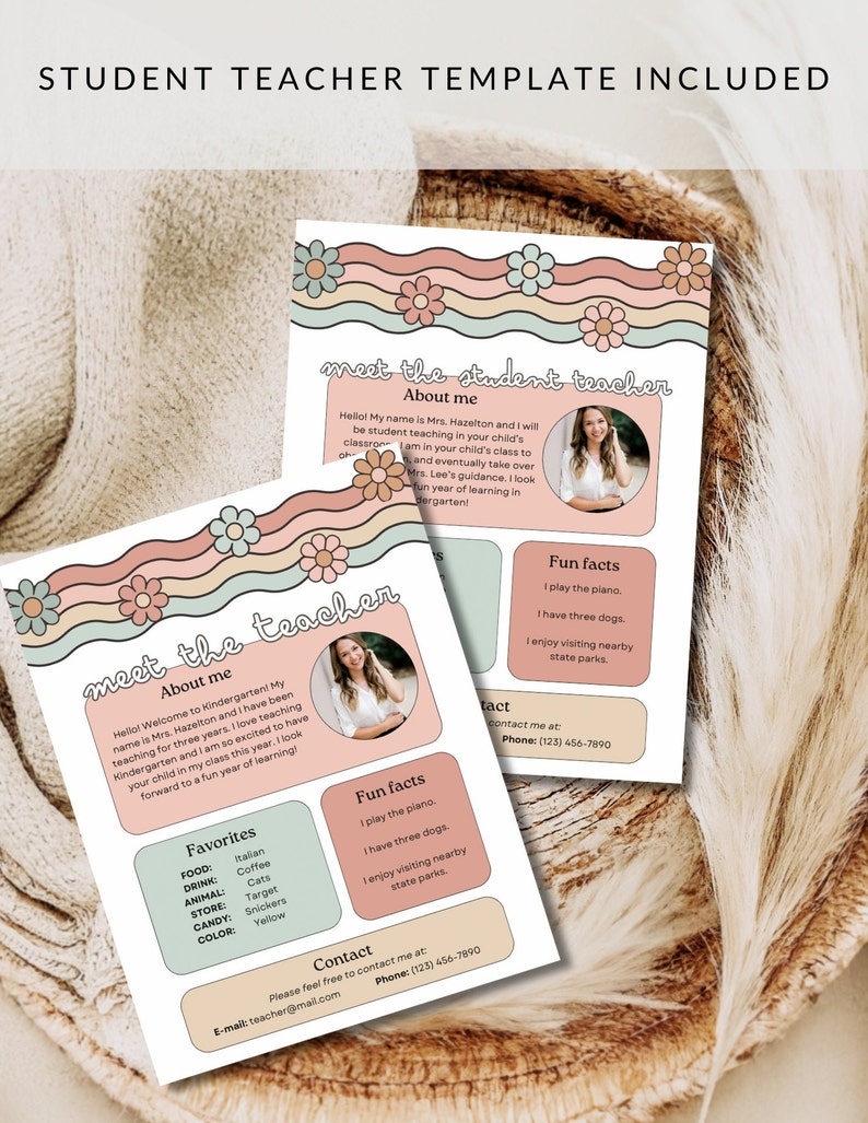 Meet the Teacher Editable Template, Printable Muted Colors Student ...