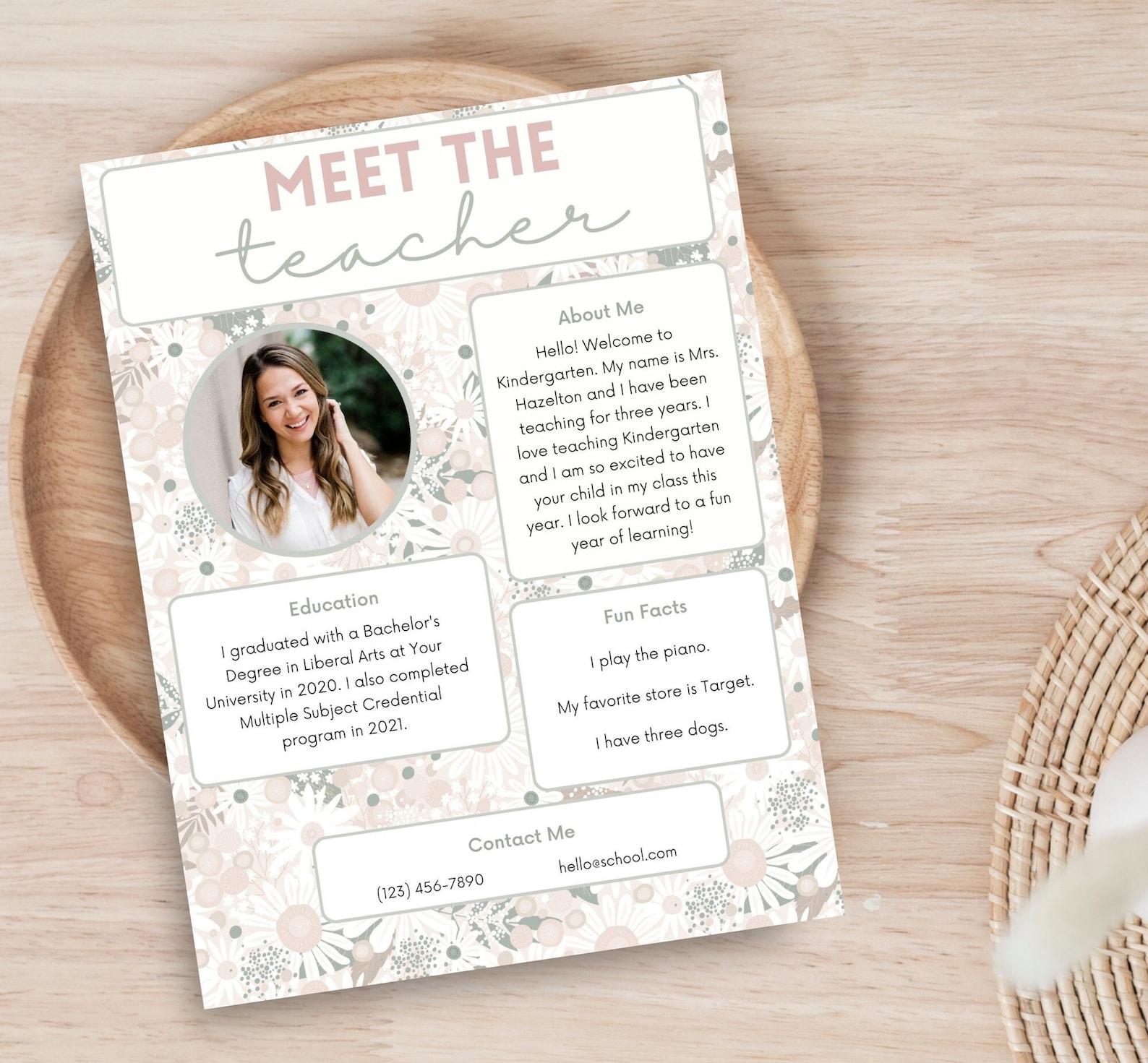 Meet the Teacher, Meet the Student Teacher, Floral Classroom Printables ...