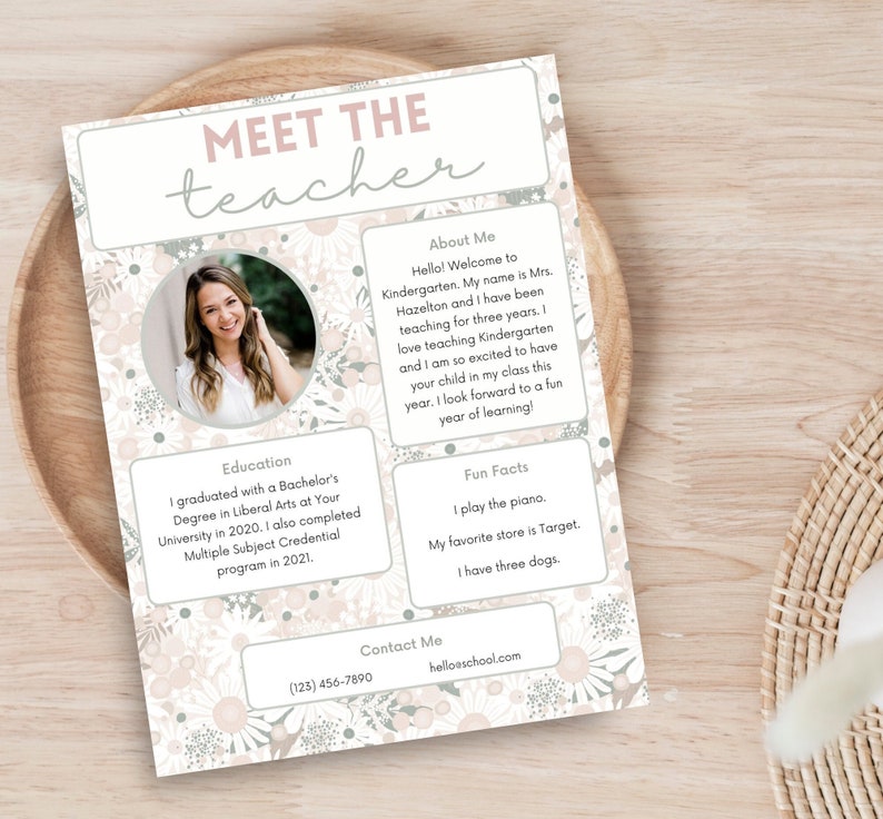 Meet the Teacher, Meet the Student Teacher, Floral Classroom Printables ...
