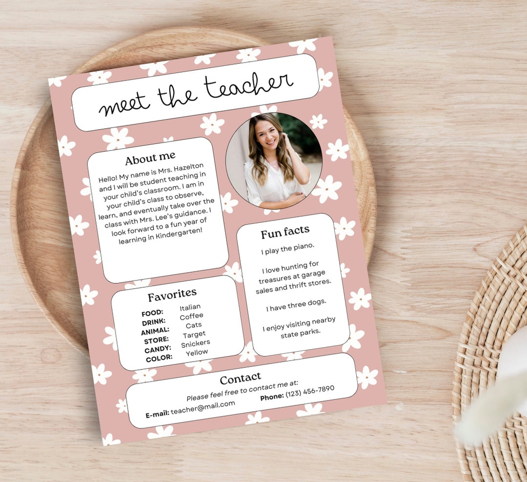 Meet the Teacher Introduction Letter, Meet the Student Teacher Form ...