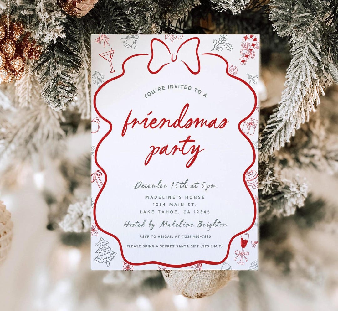 Friendsmas Invite, Printable Friends Christmas Party Invitation ...
