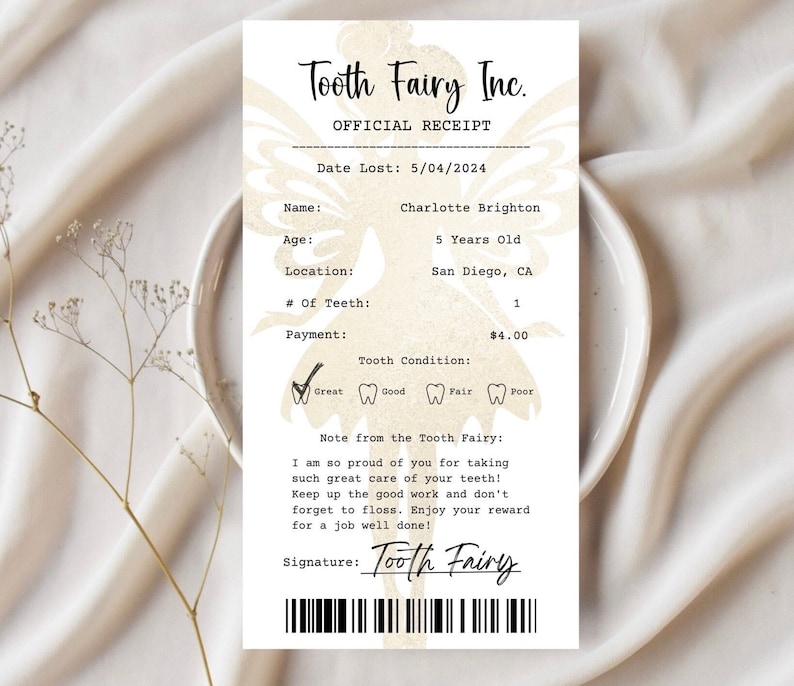 Tooth Fairy Receipt, Editable Tooth Fairy Note, Lost Tooth Report ...