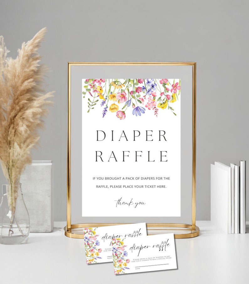 Diaper Raffle Sign, Printable Diaper Raffle Card, Baby in Bloom Baby ...
