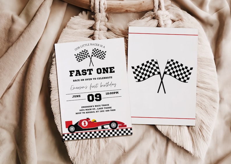 Fast One Birthday Invitation, Printable Race Car Birthday Invite ...