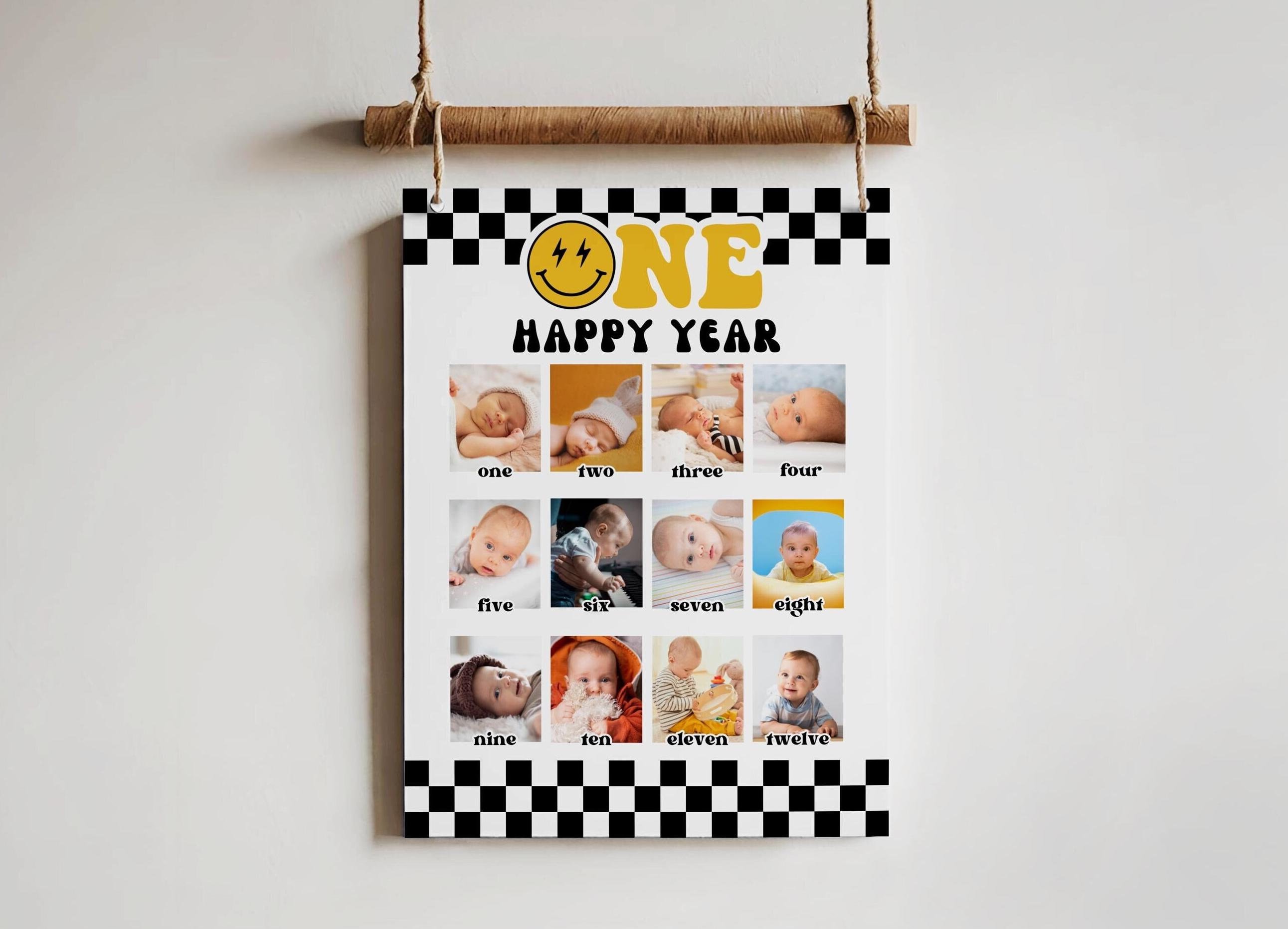One Happy Dude 1st Birthday Photo Milestone Poster, Editable First ...
