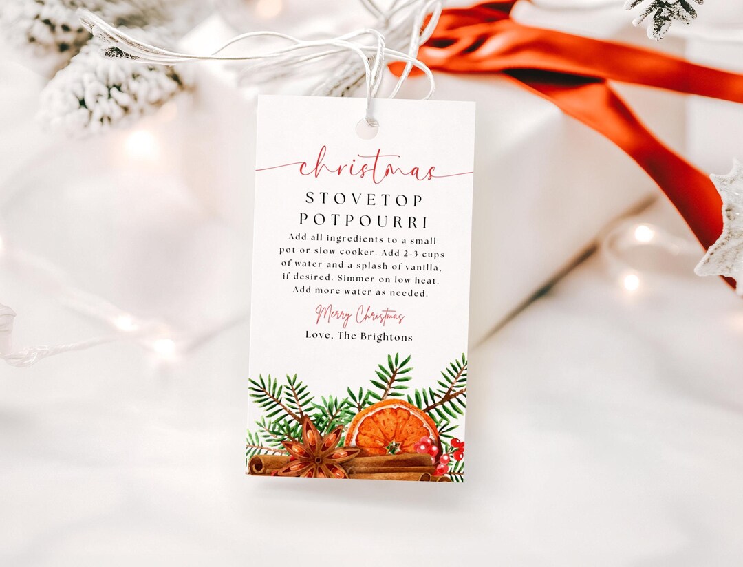 Christmas Potpourri Tags, Editable Christmas Stovetop Potpourri Tag ...