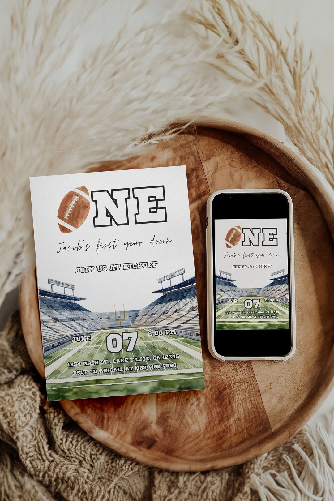 Football Birthday Invitation, Editable 1st Birthday Boy Party ...