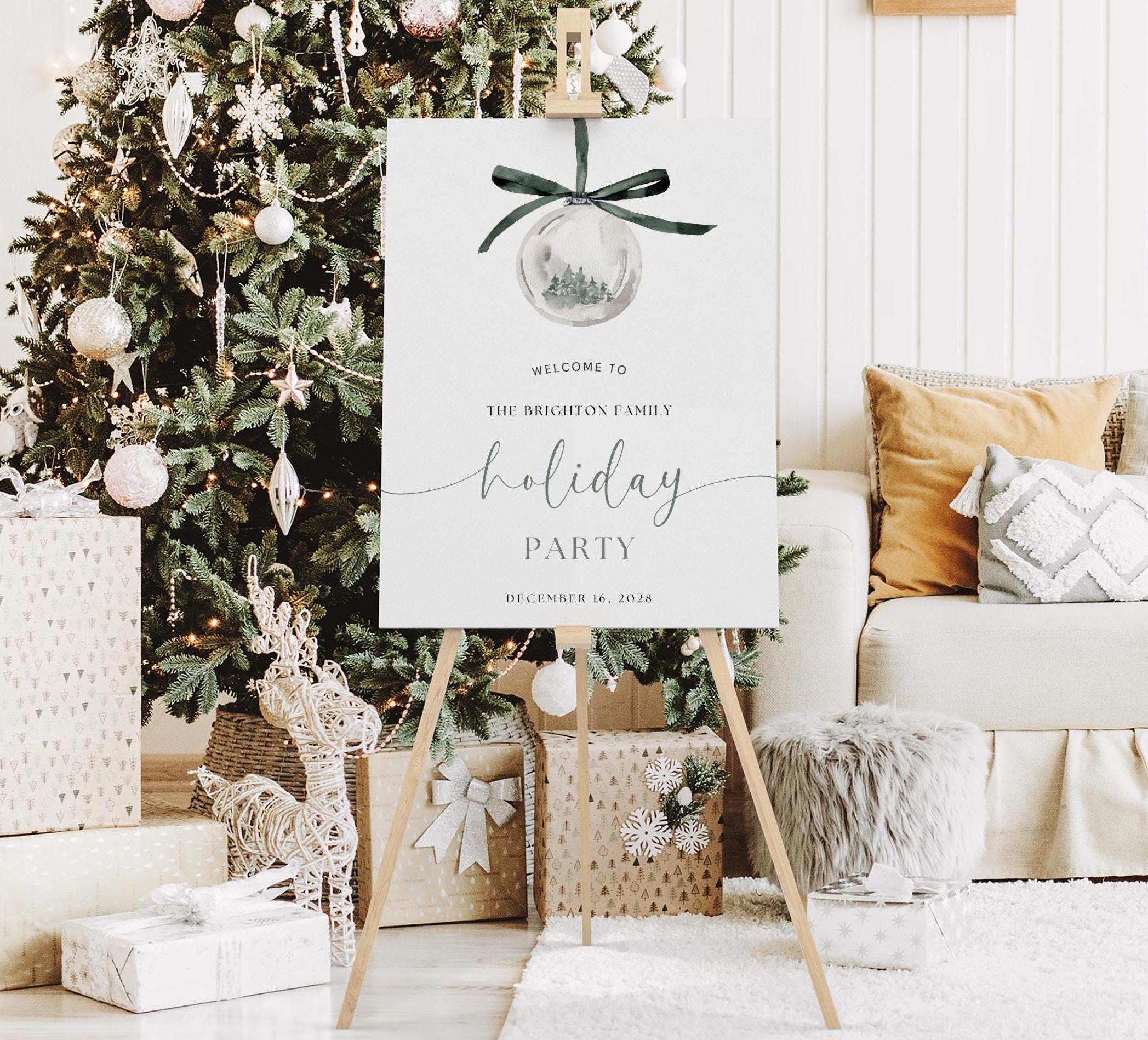 Holiday Party Welcome Sign Template, Editable Christmas Welcome Sign ...