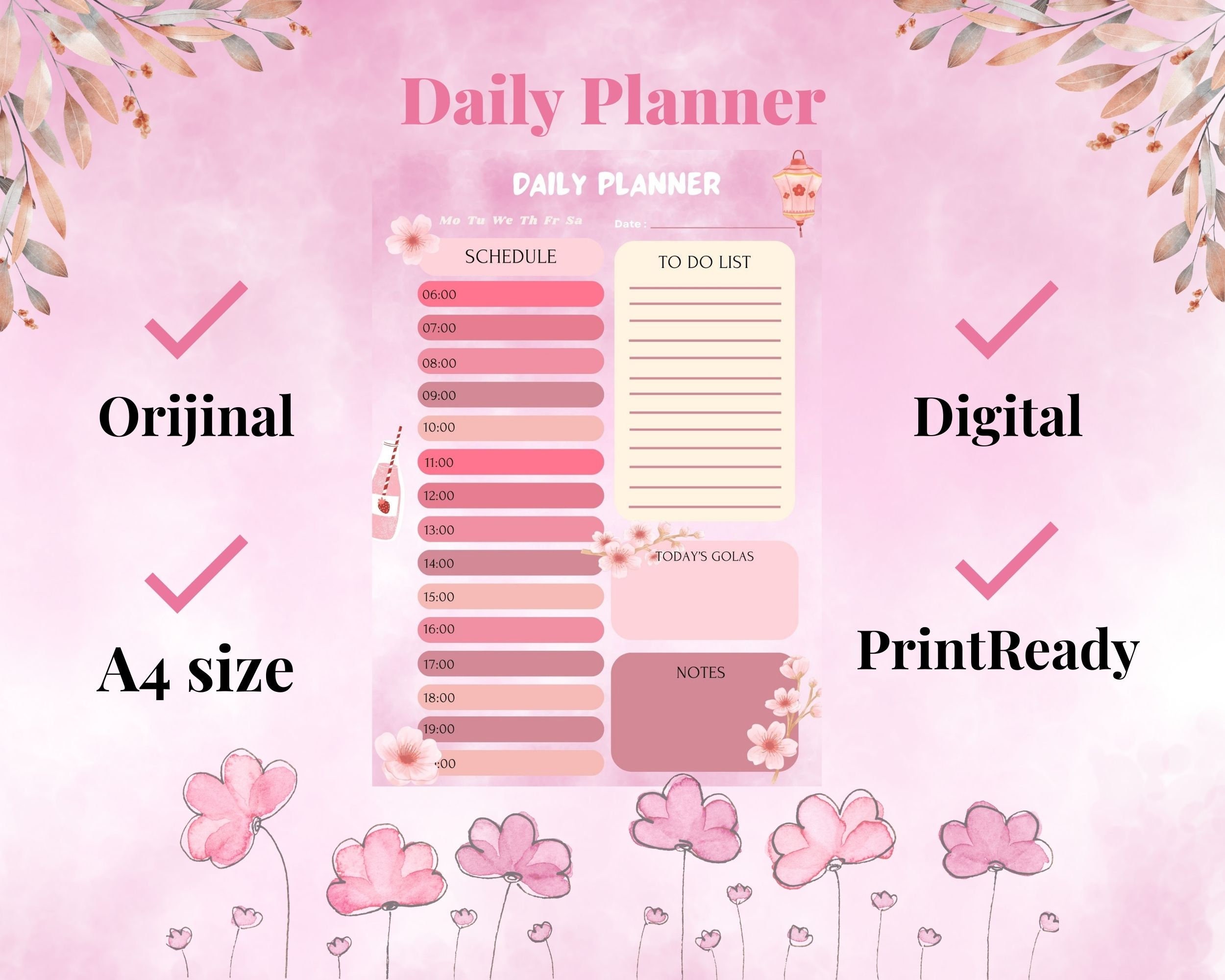 Floral Digital Planner Printable Planner Daily Journal for Kids - Etsy