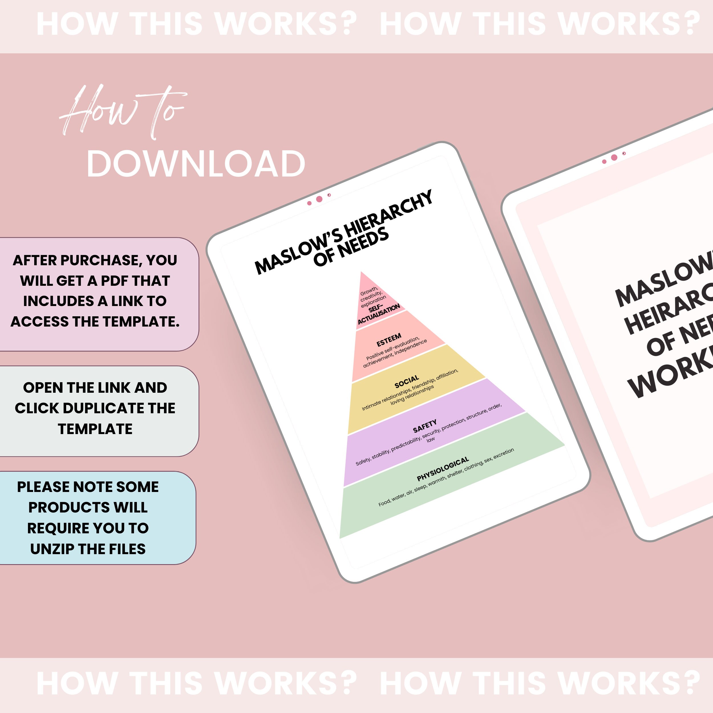 Maslow's Hierarchy of Needs Worksheets Self Actualization Mental Health ...
