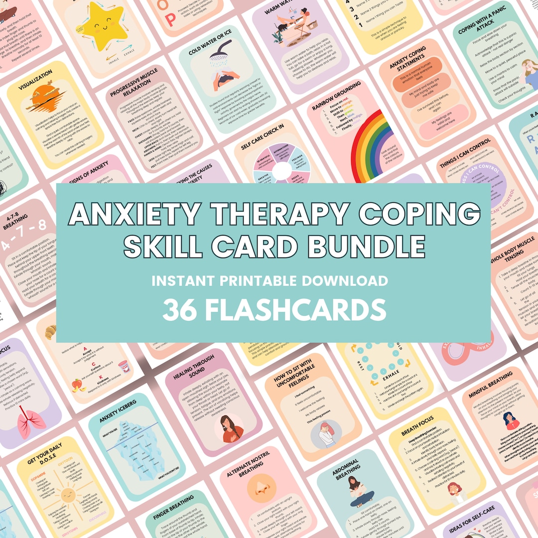 Anxiety Coping Skill Flashcards, Therapy Flashcards, Therapy Worksheet ...