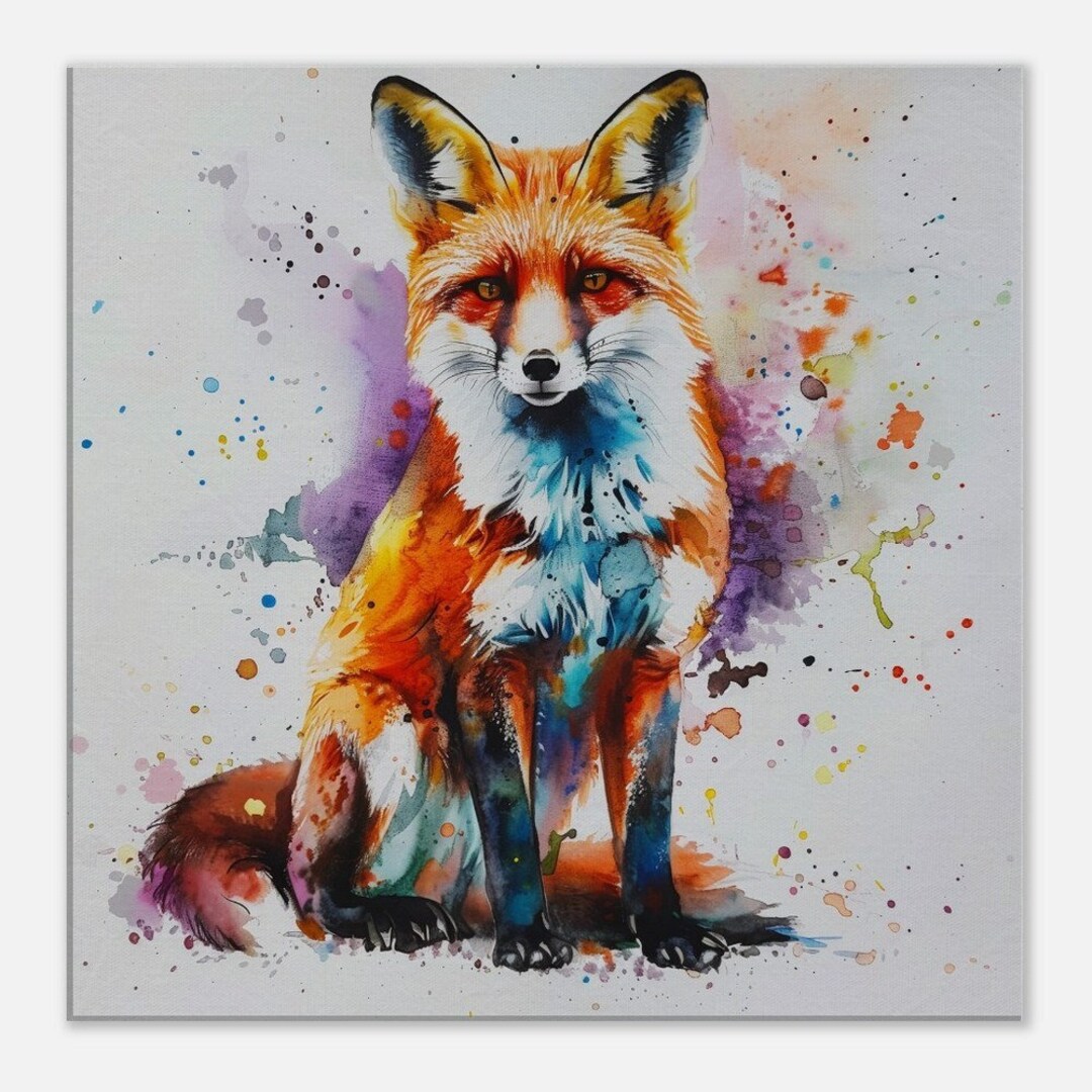 Colourful Fox Canvas Wall Art, Fox Canvas, Fox Wall Art, Fox Home Decor ...