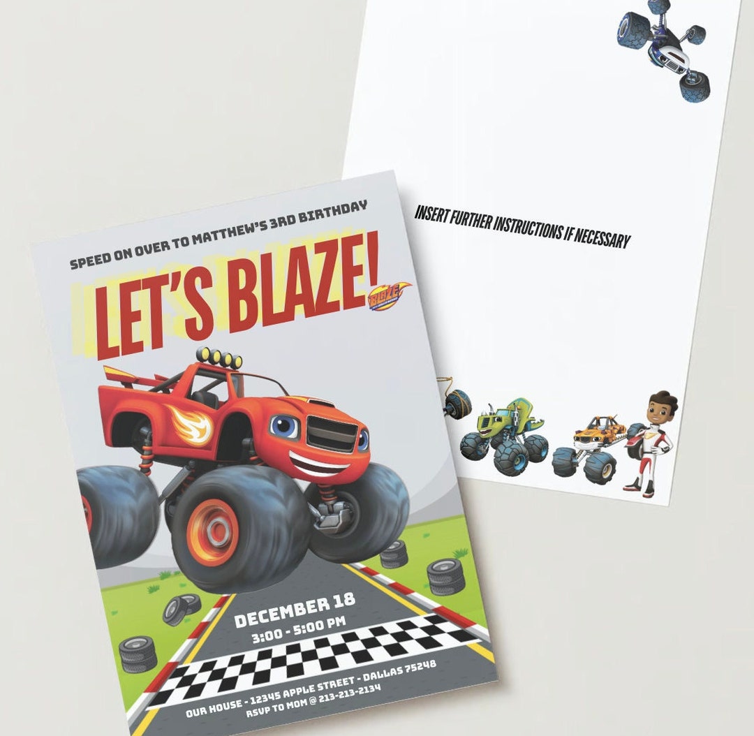 Blaze 5x7 Customizable Birthday Invitation - Etsy