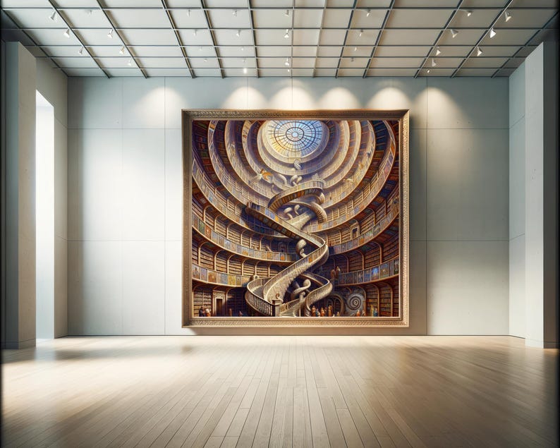 Grand Rotunda Library: A Surreal Dance of Gravity, Light, and Knowledge ...