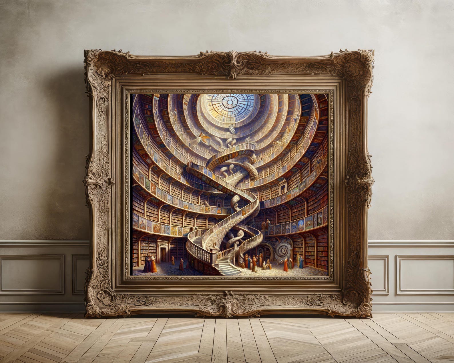 Grand Rotunda Library: A Surreal Dance of Gravity, Light, and Knowledge ...
