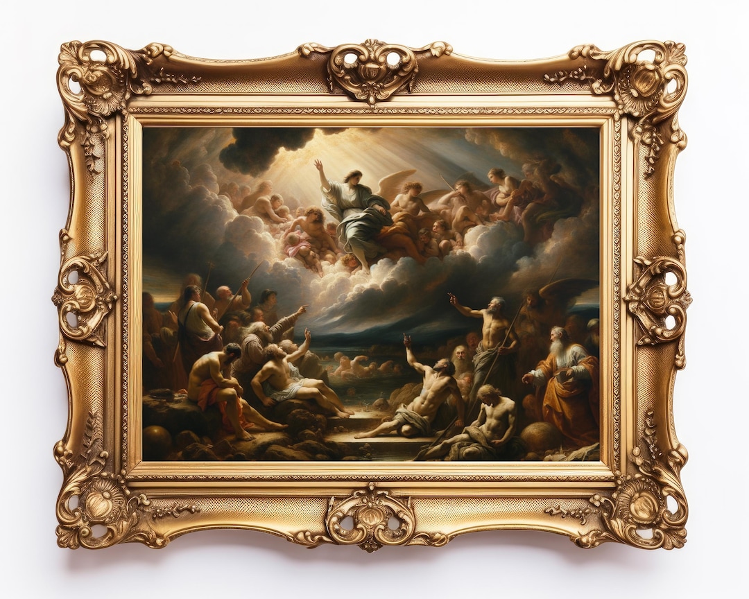 Dramatic Oil Painting of the Creation of Adam With Rich Colors and ...