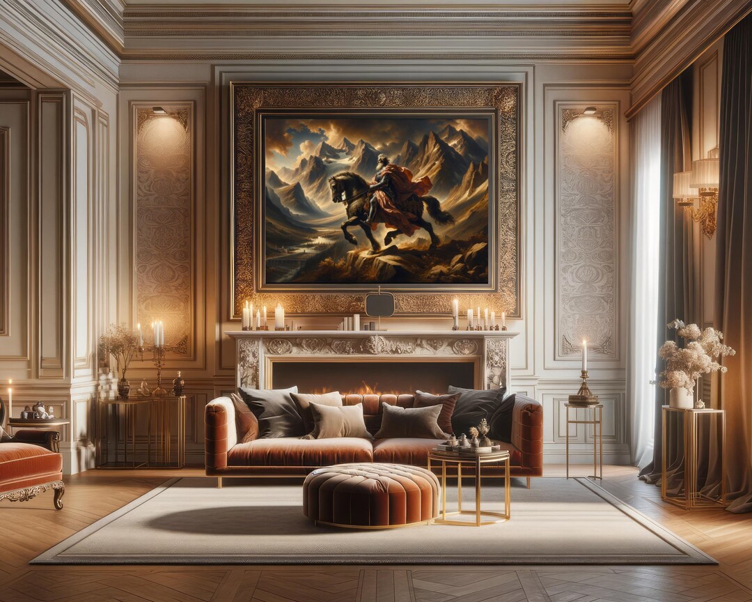 Dynamic Oil Painting of Napoleon's Alpine Crossing With Dramatic ...