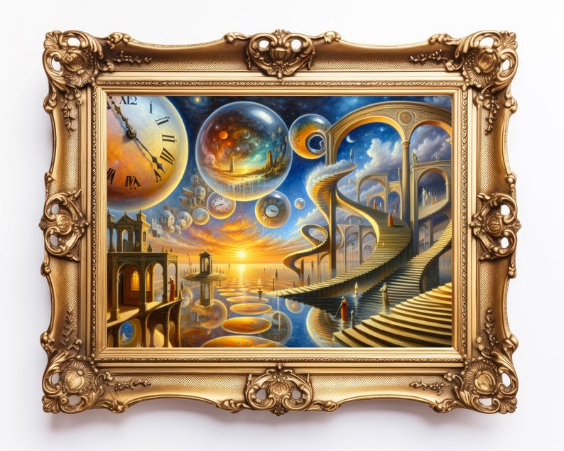Surreal Landscape With Melting Clocks, Infinite Staircases, and a ...
