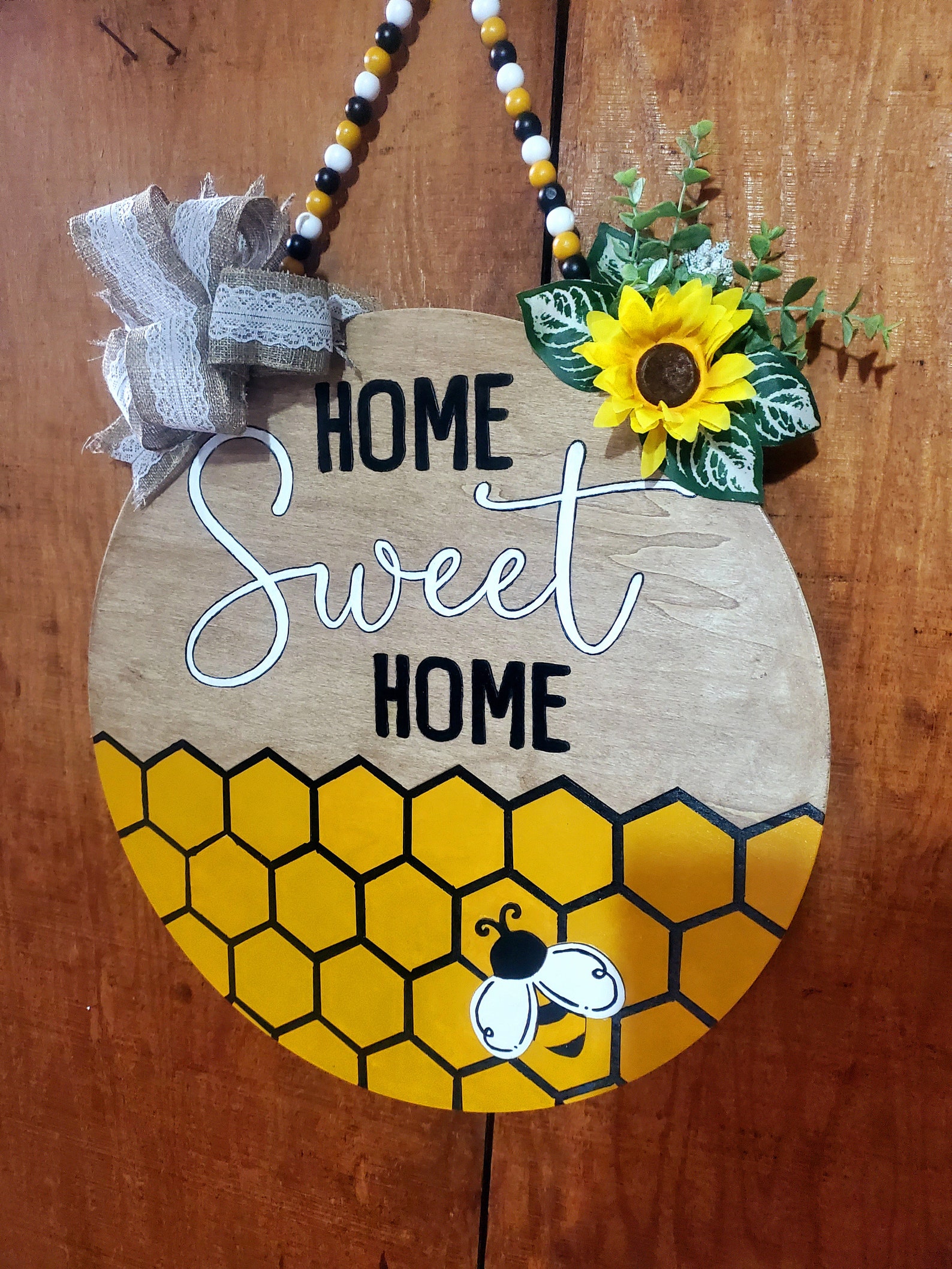 Home Sweet Home Honey Bee Door Hanger Hand Painted & Embelished - Etsy