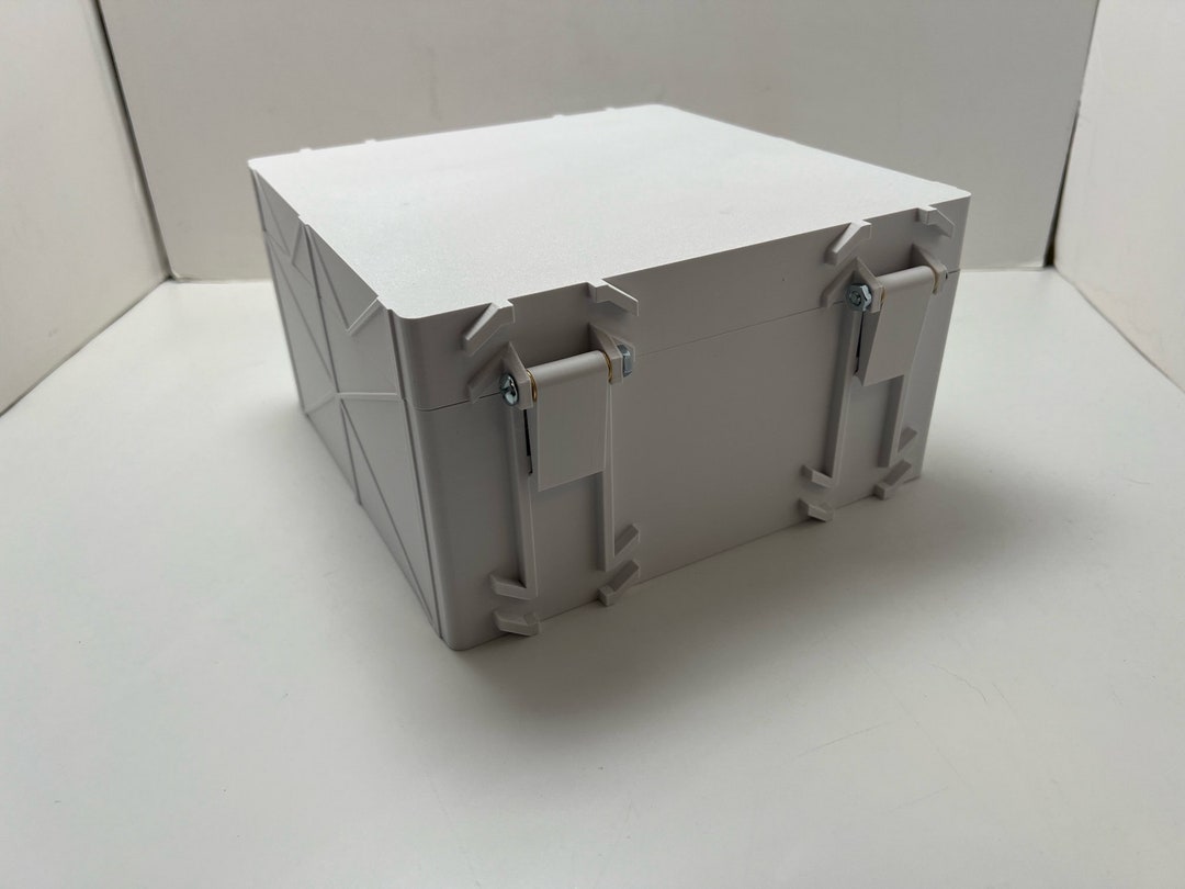 8x8x4in 3D Printed ABS Plastic White Box Reinforced With Lid & Latches ...