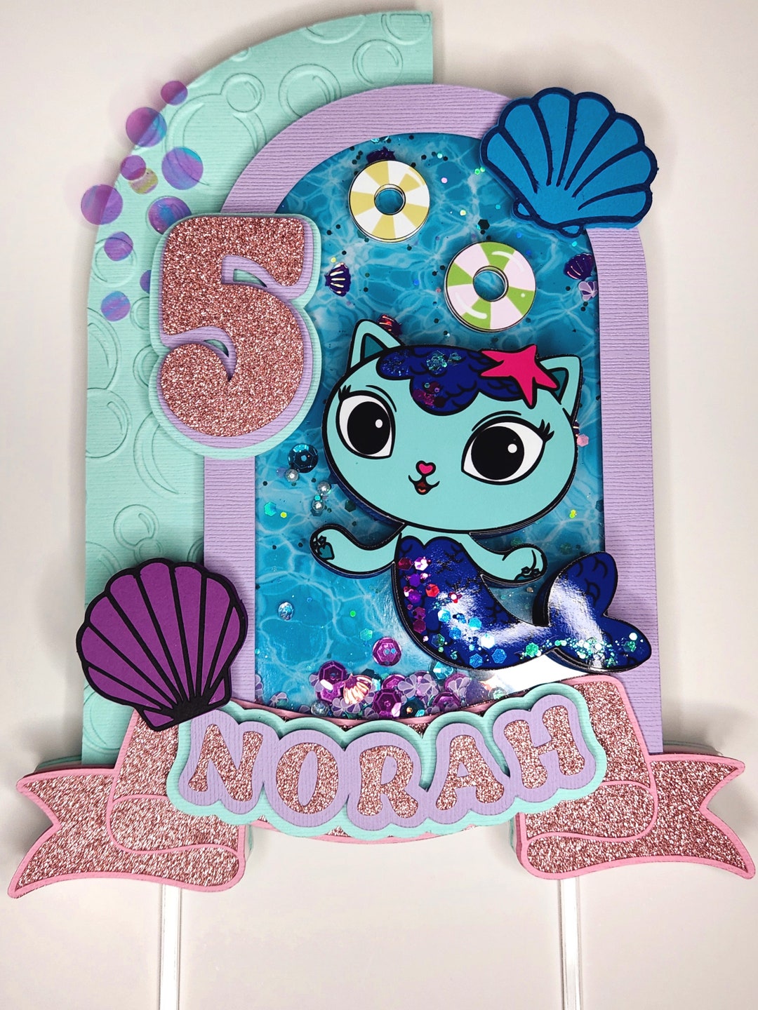 Gabby's Dollhouse Theme Cake Topper Mercat Cake Topper Cat Cake Topper ...