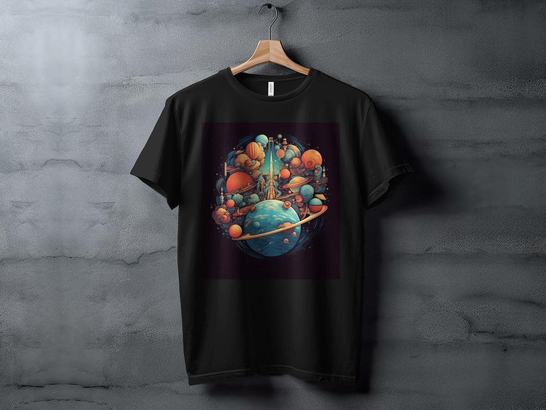 Cosmic Adventure Space Themed T-shirt, Vibrant Galaxy Print, Unisex Sci ...