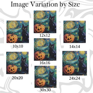 Black Cat & Pumpkin Halloween Canvas Art Starry Night-inspired Oil ...
