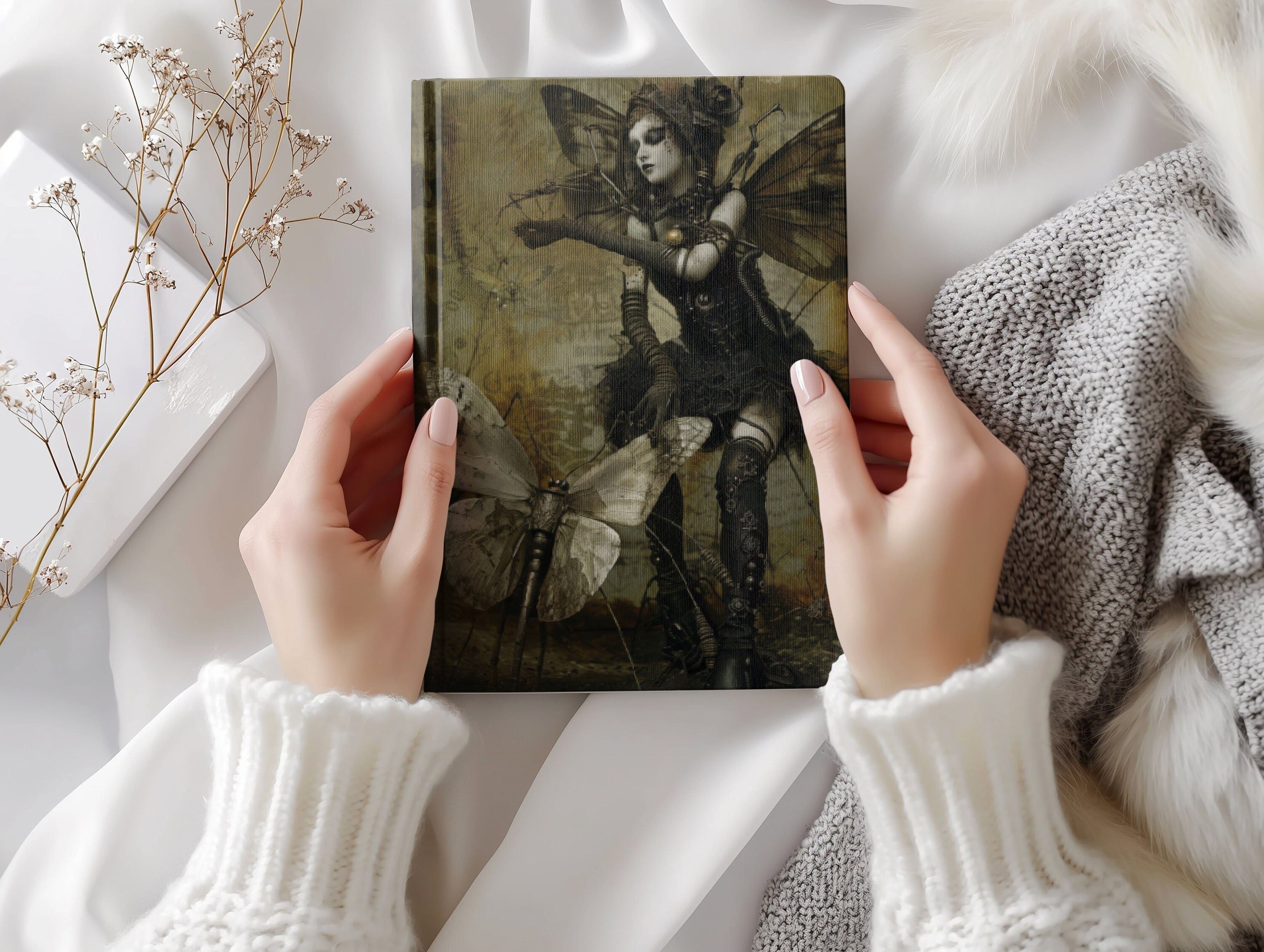 Gothic Steampunk Fairy Hardcover Journal, Vintage Moth Illustration ...