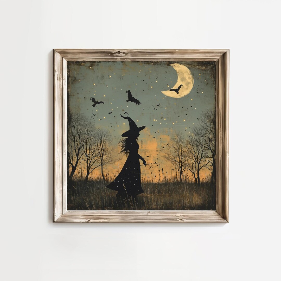 Witching Hour Under the Maiden Moon Print Wall Art, Dark Fantasy Art ...