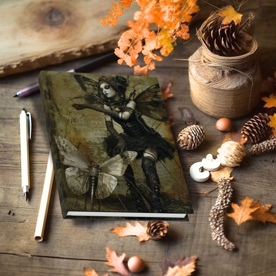 Gothic Steampunk Fairy Hardcover Journal, Vintage Moth Illustration ...