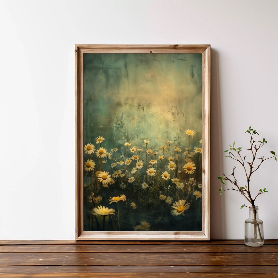 Vintage Dreamscape Daisies Printable Wall Art, Spring Decor, Daisy Art ...