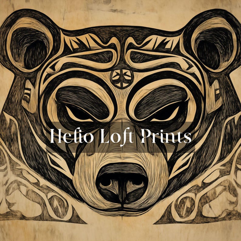 Native American Bear Formline Printable Wall Art, Tribal Style Bear ...