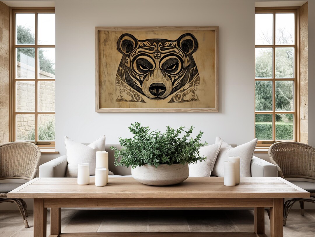 Native American Bear Formline Art Print, Tribal Style Bear Face Wall ...