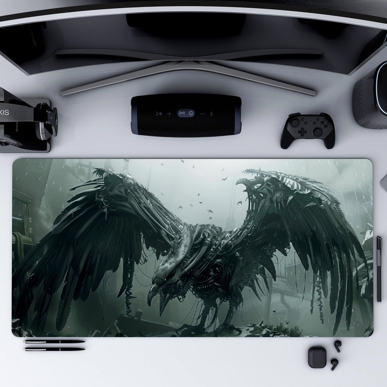 Biomechanical Phoenix Desk Mat, Gaming & Office Mat, Post-apocalyptic ...