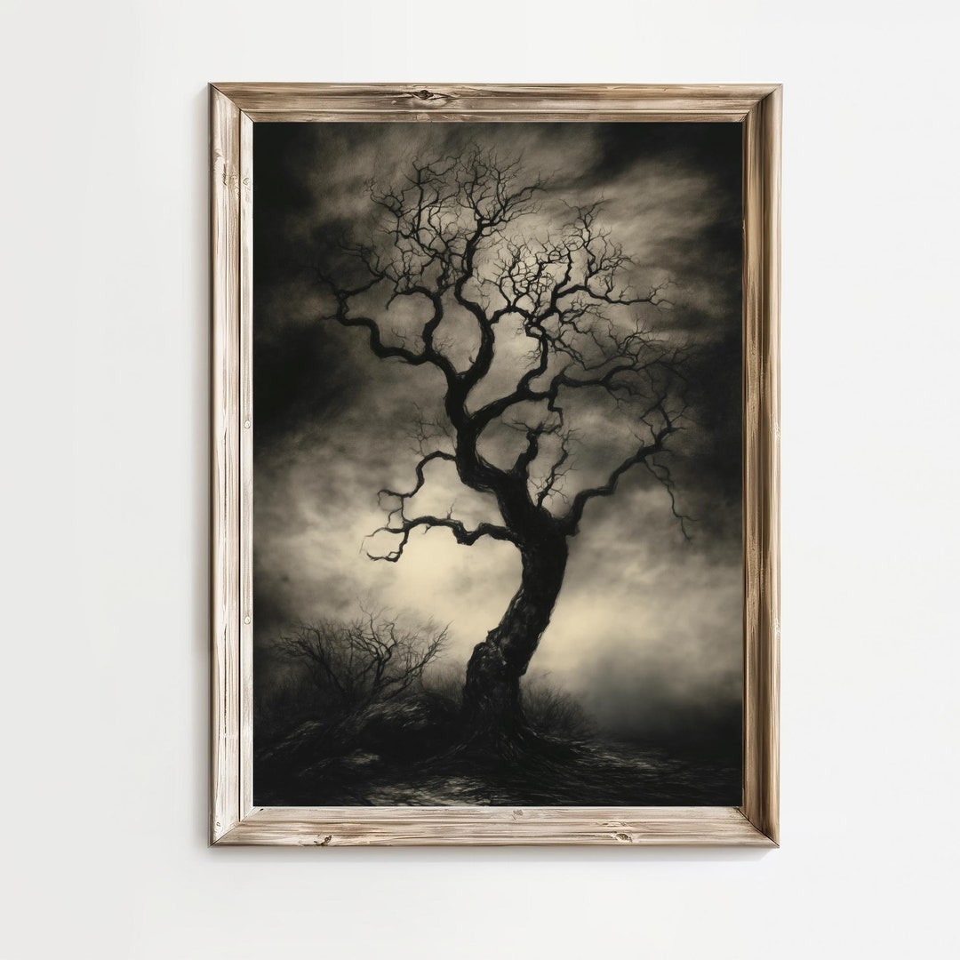 Dark Gothic Tree Art Print Eerie Wall Decor Halloween Home Gift Moody ...